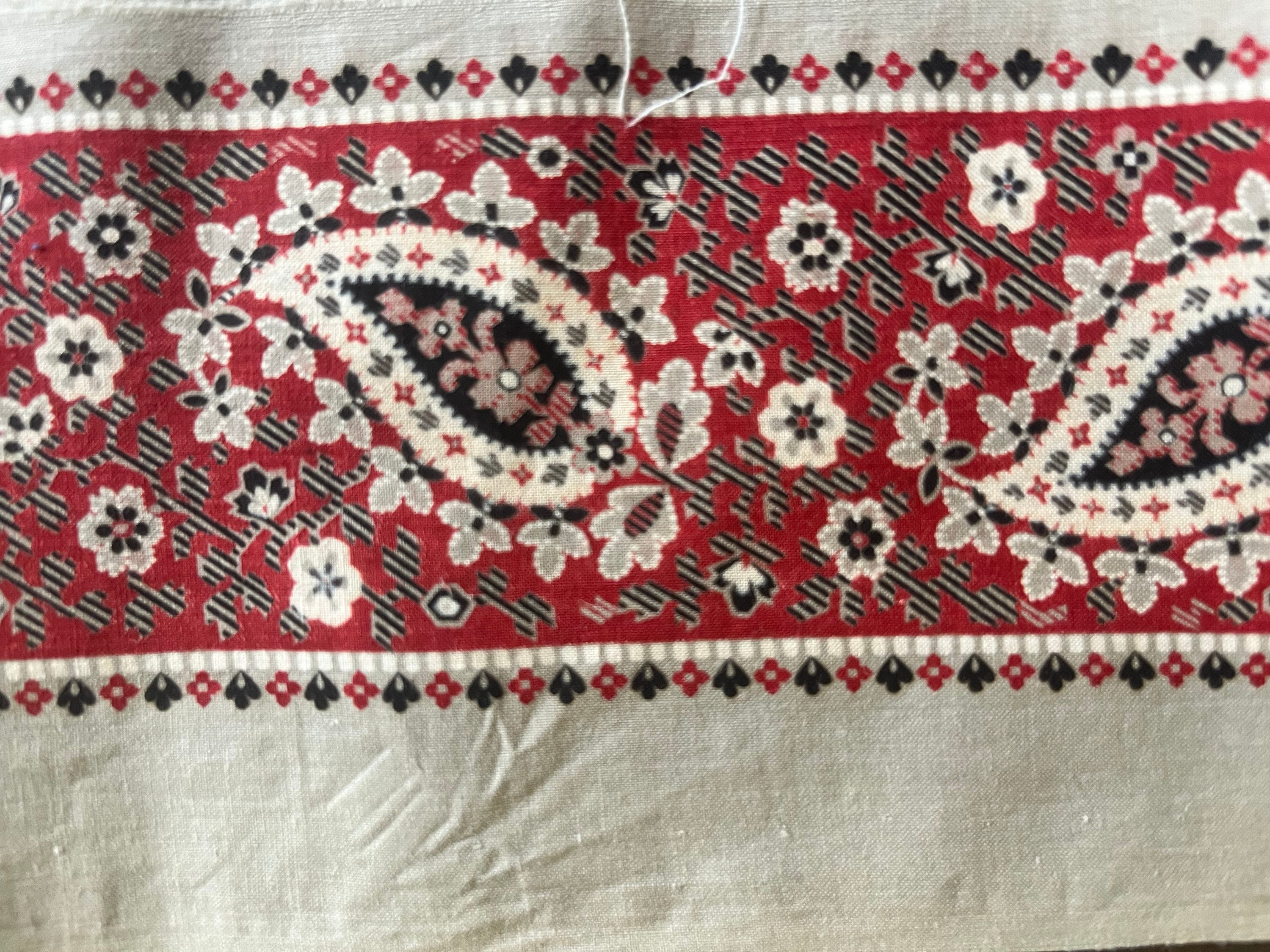 Back in Time Textiles~ Antique 1880 Garibaldi Paisley Border Print ...