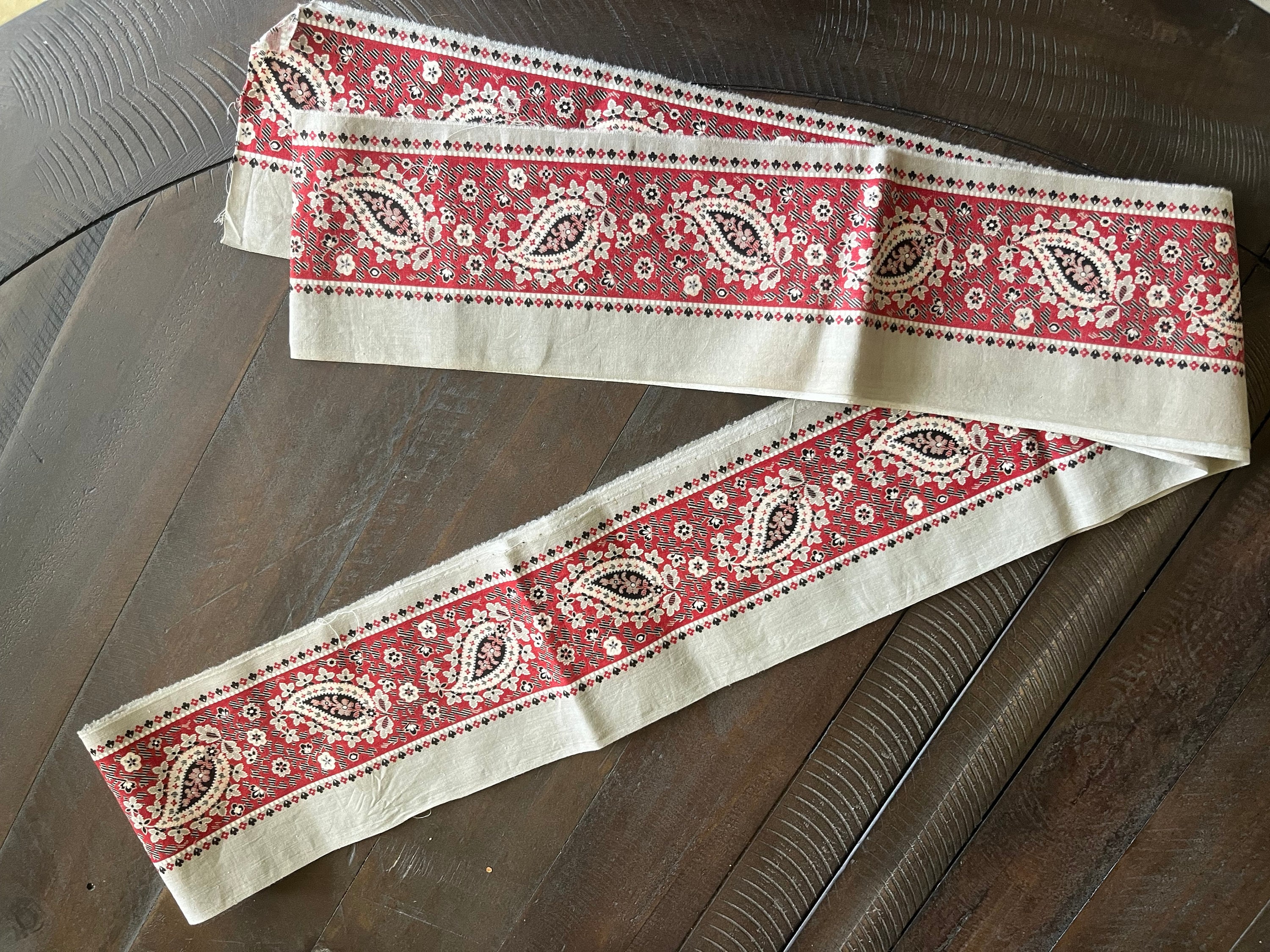 Back in Time Textiles~ Antique 1880 Garibaldi Paisley Border Print ...