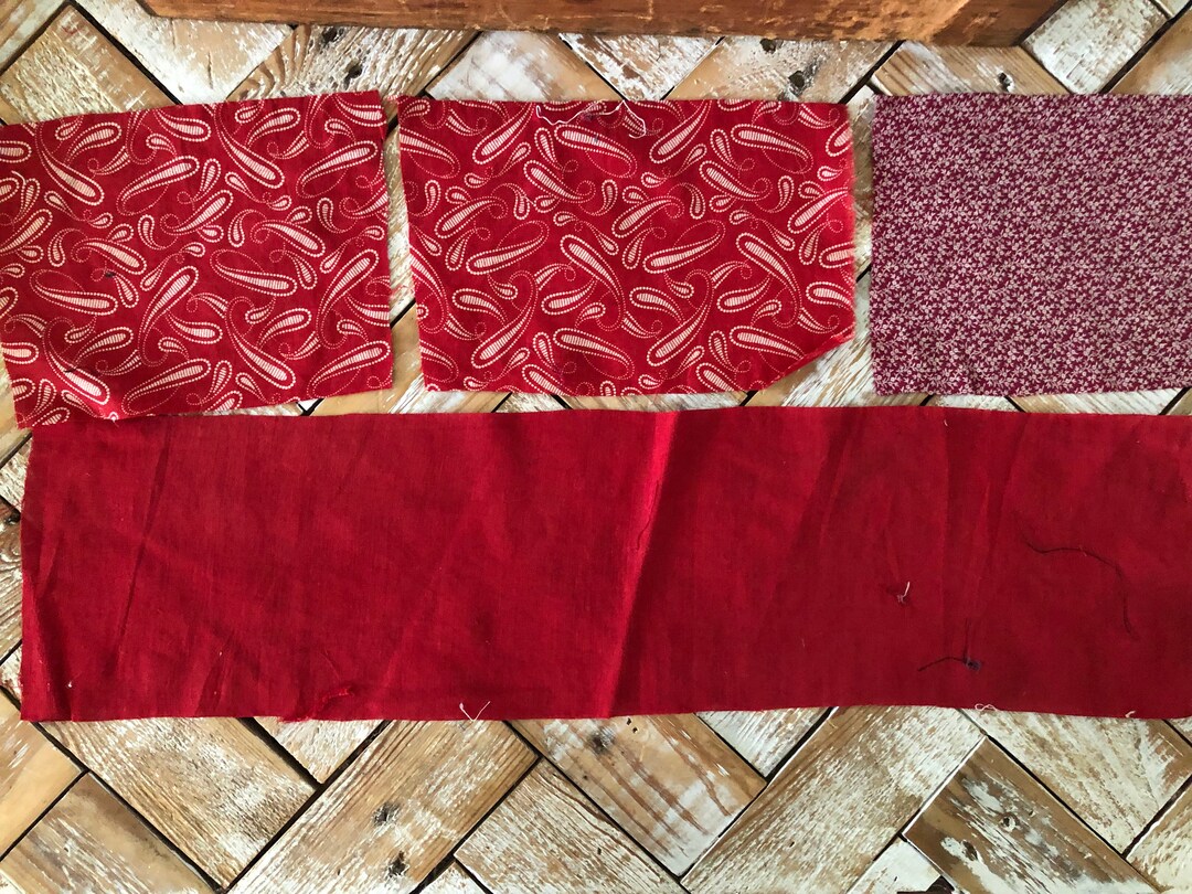 Back in Time Textiles! Antique 1880 Nice Mix of Early Reds Fabric Quilt ...