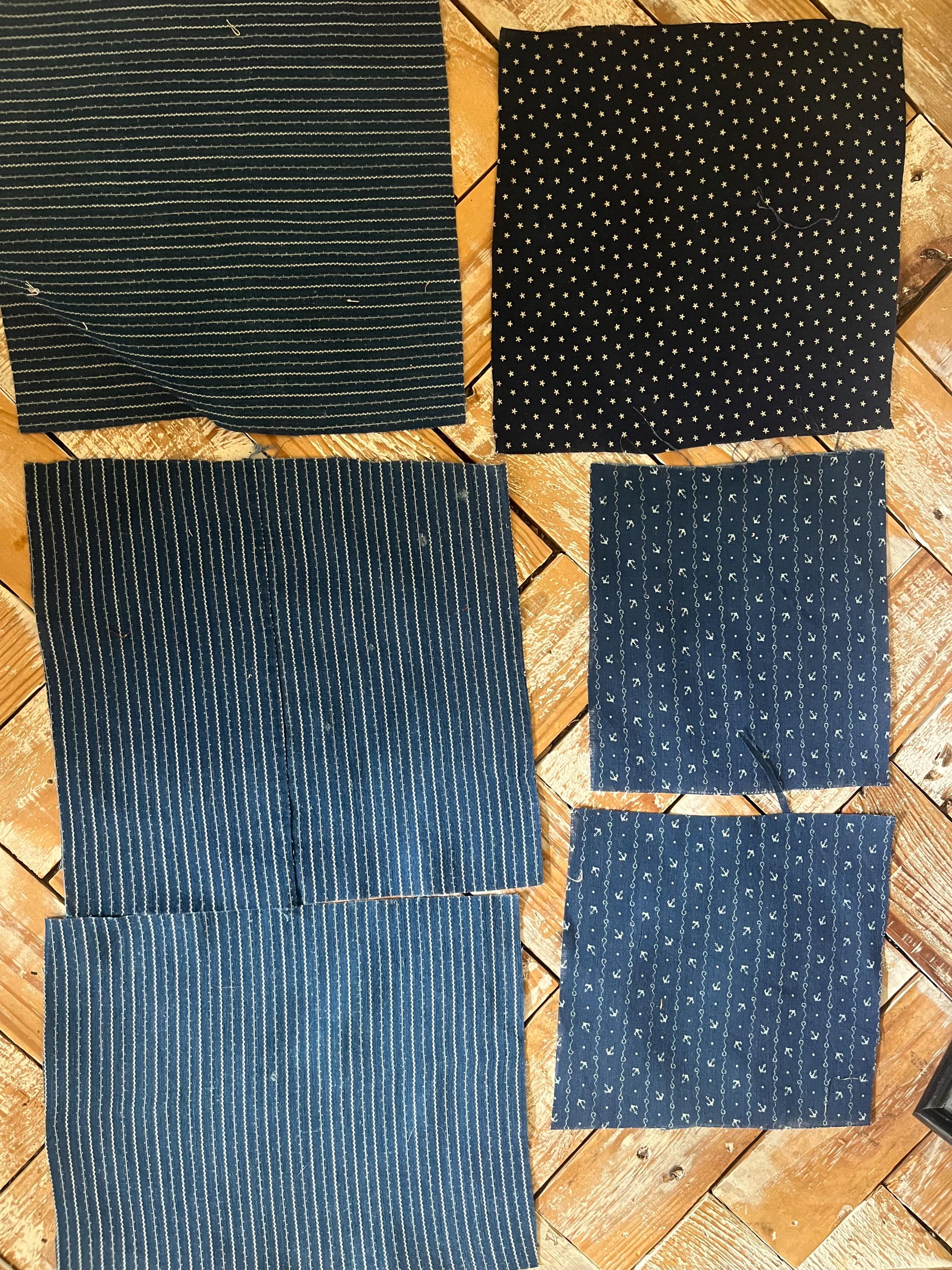Back in Time Textiles! Antique 1860-1910 Early Mix of Blue, Claret and ...