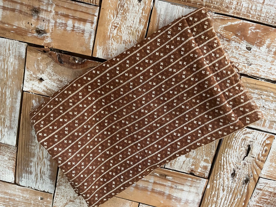 Back in Time Textiles... Very Early 1860 Brown Woven Cotton Fabric ...