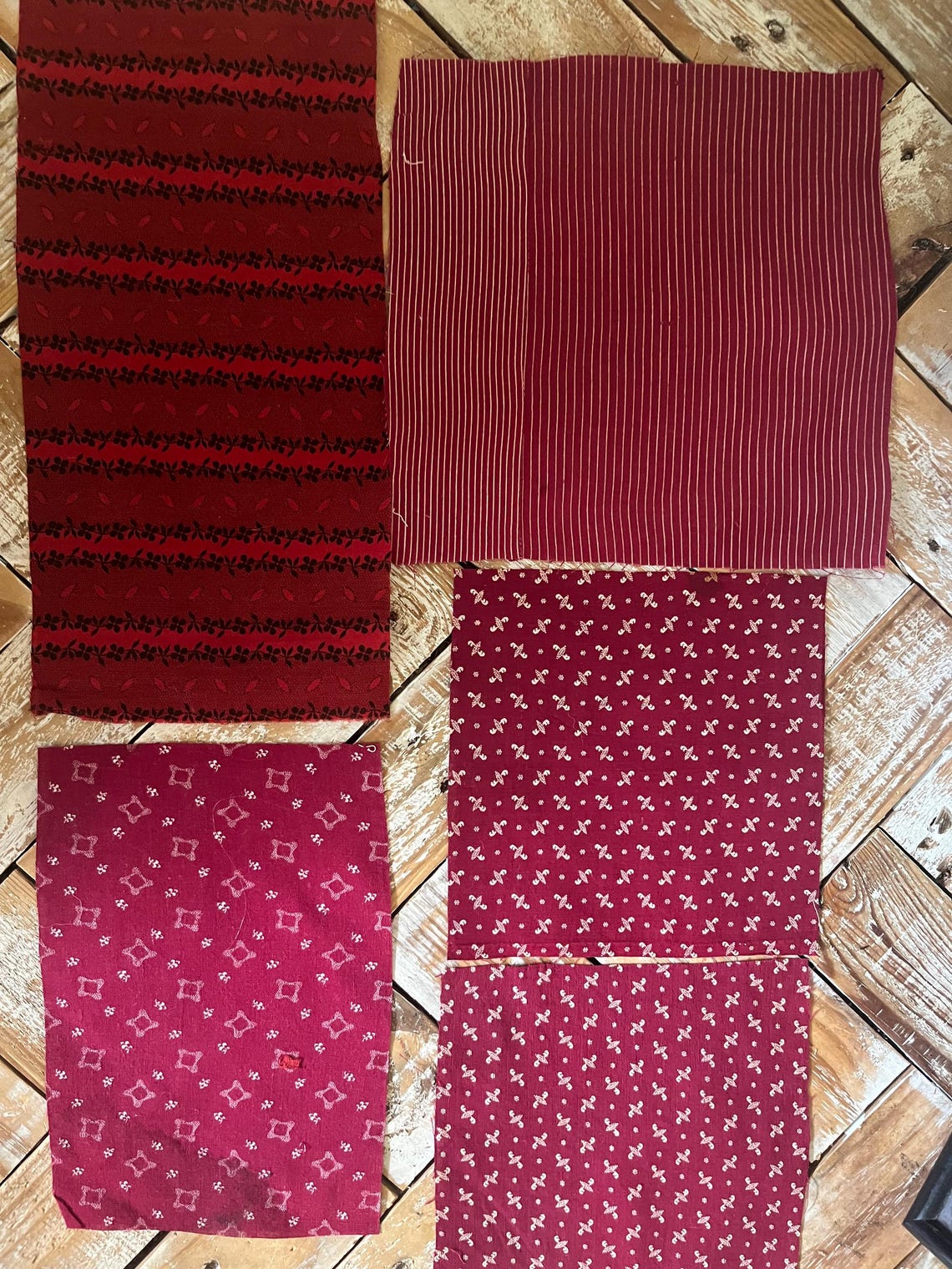 Back in Time Textiles! Antique 1860-1910 Early Mix of Blue, Claret and ...