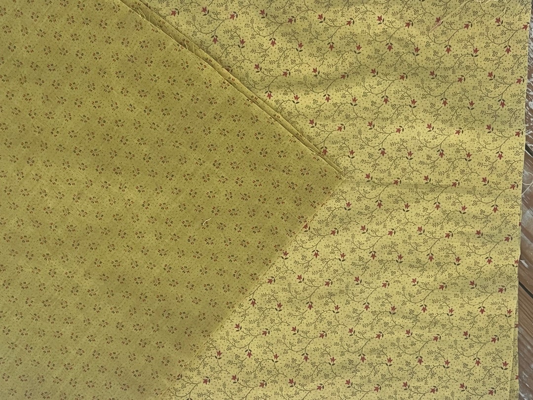 Back in Time Textiles Antique 1860-90 2 Different Chrome Yellow Calico ...