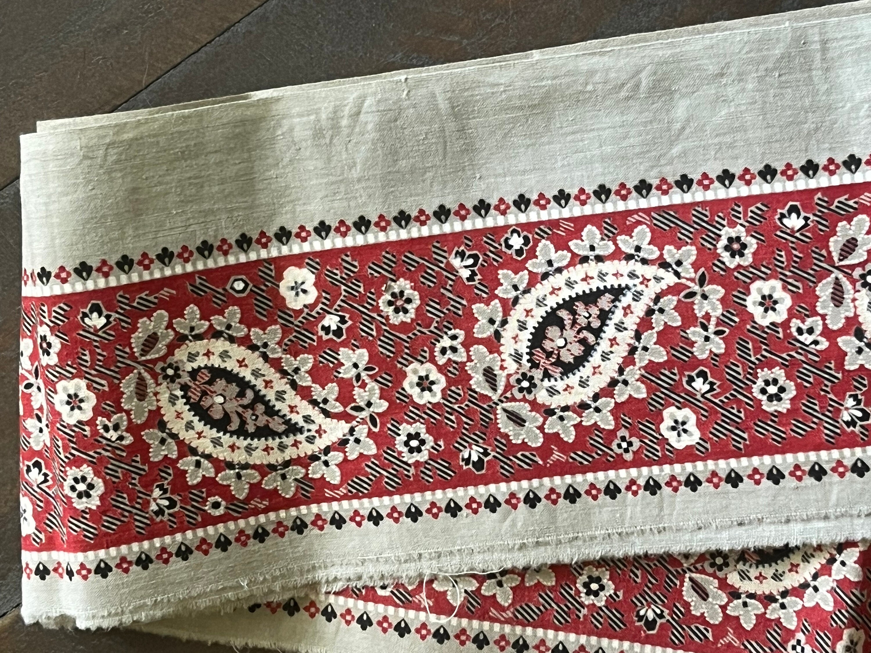 Back in Time Textiles~ Antique 1880 Garibaldi Paisley Border Print ...