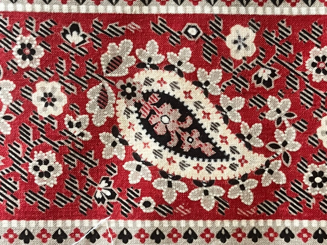 Back in Time Textiles~ Antique 1880 Garibaldi Paisley Border Print ...