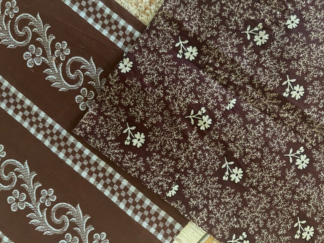 Back in Time Textiles~ Antique 1860-70 Chocolate Floral Calico Fabric ...