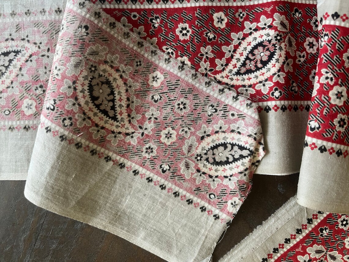 Back in Time Textiles~ Antique 1880 Garibaldi Paisley Border Print ...