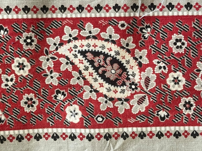 Back in Time Textiles~ Antique 1880 Garibaldi Paisley Border Print ...