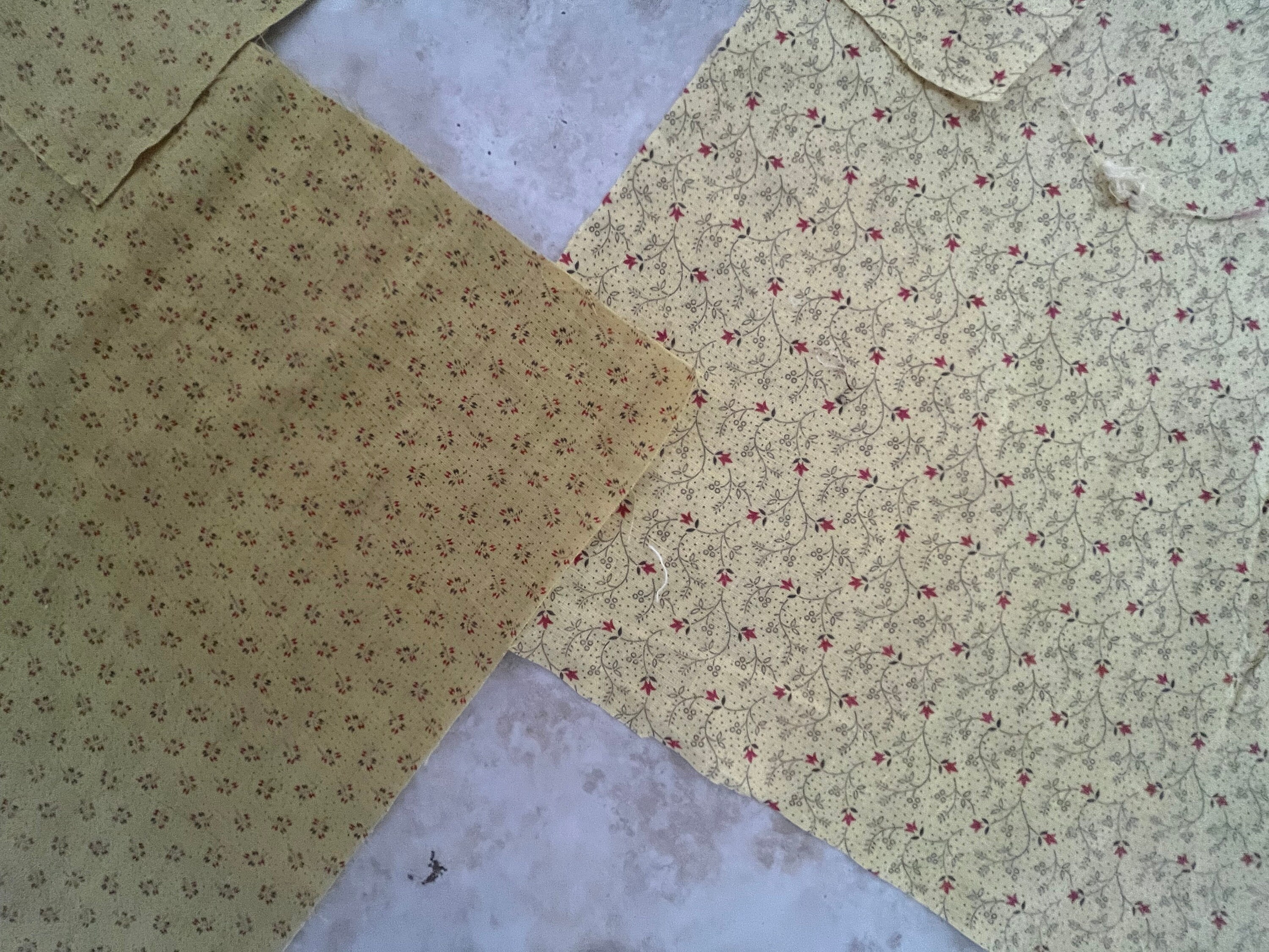 Back in Time Textiles Antique 1860-90 2 Different Chrome Yellow Calico ...