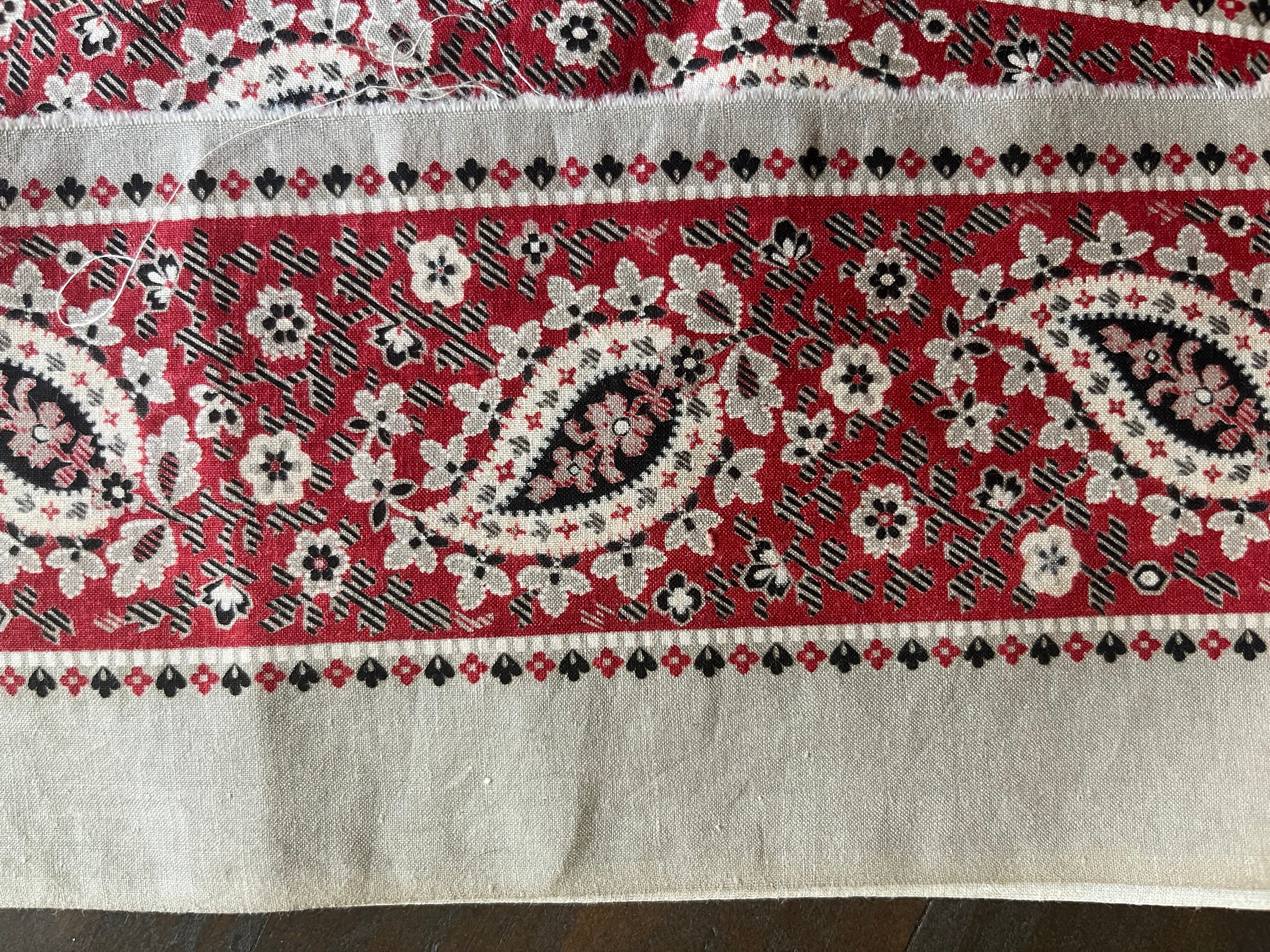 Back in Time Textiles~ Antique 1880 Garibaldi Paisley Border Print ...