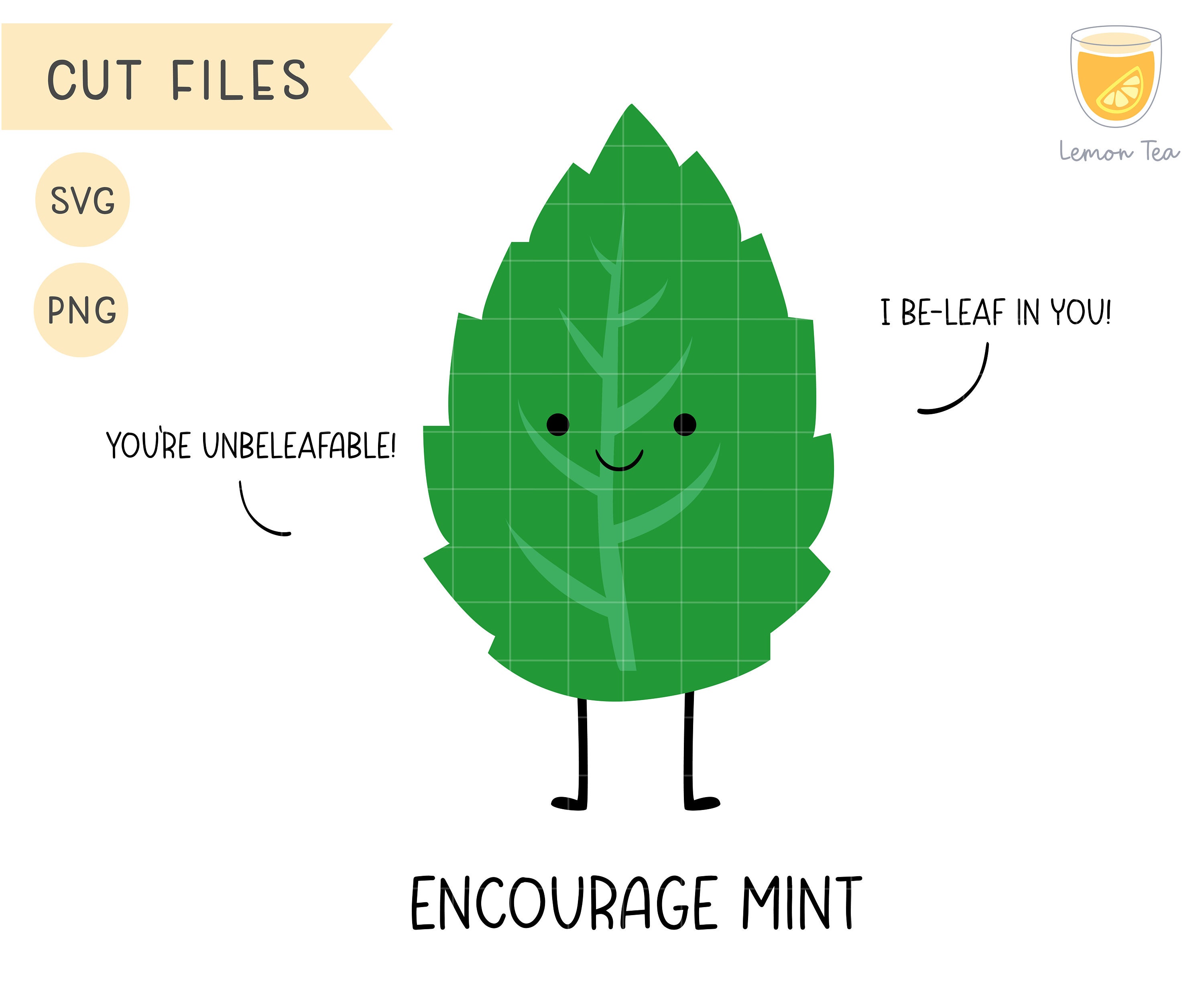 Cute Mint SVG, Mint Leaf SVG, Mint Leaf Clipart, Encourage Mint ...
