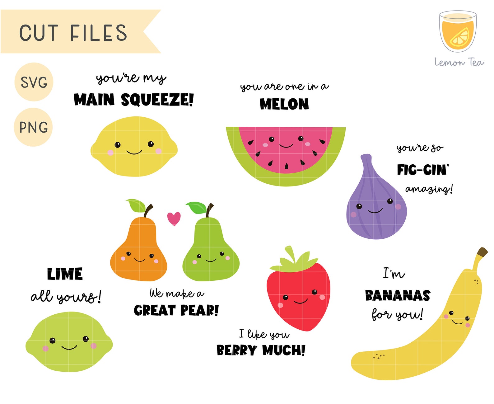 Cute Fruits SVG, Cute Puns, Fruits SVG, Fruits PNG - Etsy