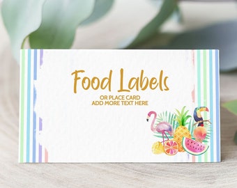 Flamingo Party Place Cards Food Labels Printable Flamingo - Etsy