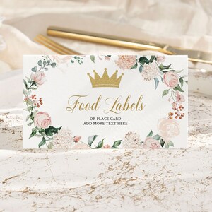 Editable Gold Crown and Flowers Quinceanera Place Cards Template ...