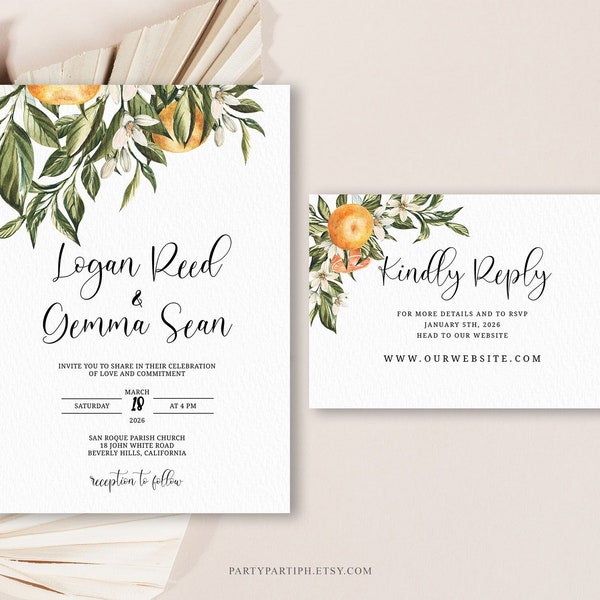 Citrus Wedding Invitation - Etsy