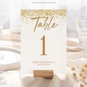 Editable Gold Glitter Table Number Sign Template Calligraphy Design in ...