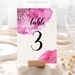 EDITABLE Hot Pink and Black Glitter Flower Wedding Table Numbers ...