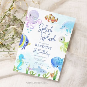 EDITABLE Under the Sea Birthday Invitation Template Splish Splash ...
