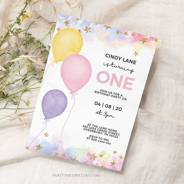 Balloon Party Invite - Etsy