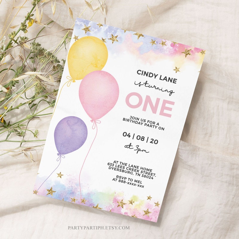 Balloon Party Invite - Etsy