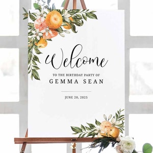 Editable Citrus Birthday Welcome Sign Template Orange Birthday Sign ...