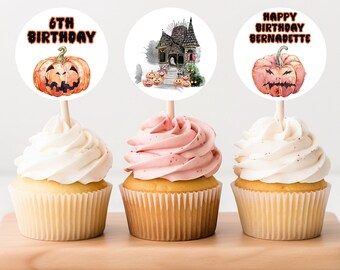 Halloween Cupcake Toppers 1st Birthday Halloween Birthday Personalized ...