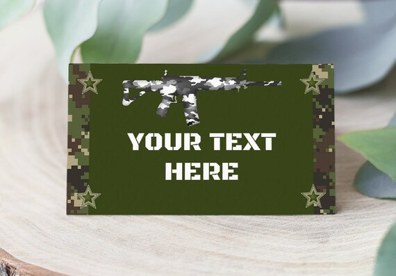 Editable Army Place Card Template, Camouflage Birthday Place Card, Army ...