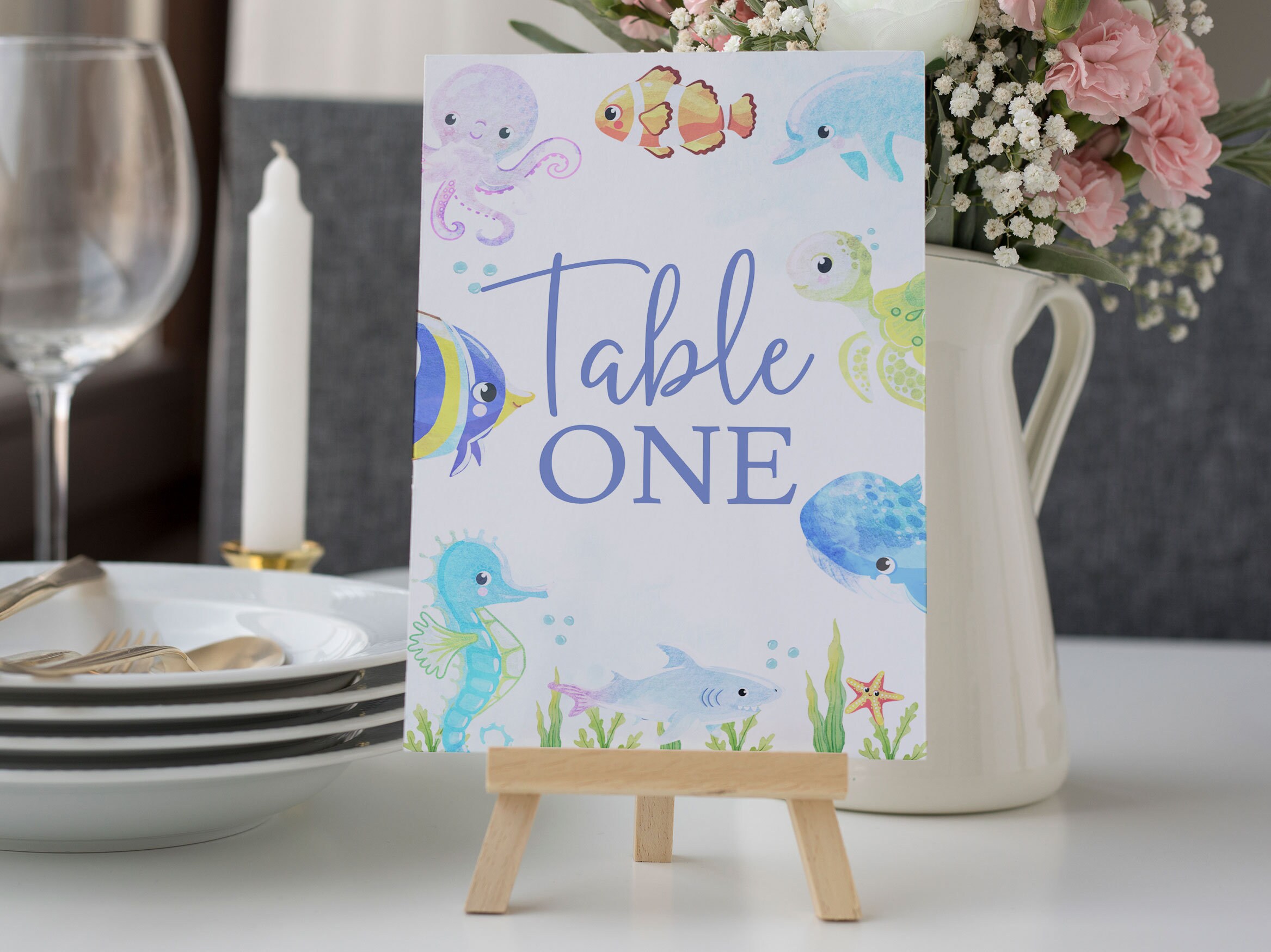 EDITABLE Under the Sea Table Numbers Pastel Nautical Theme - Etsy