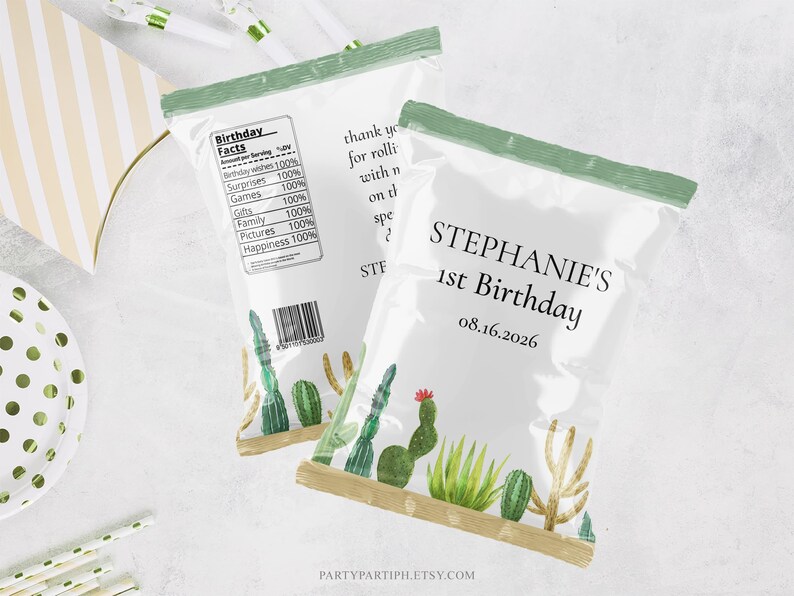 Editable Cactus Chip Bag Printable Template Desert Cactus Candy Bag ...
