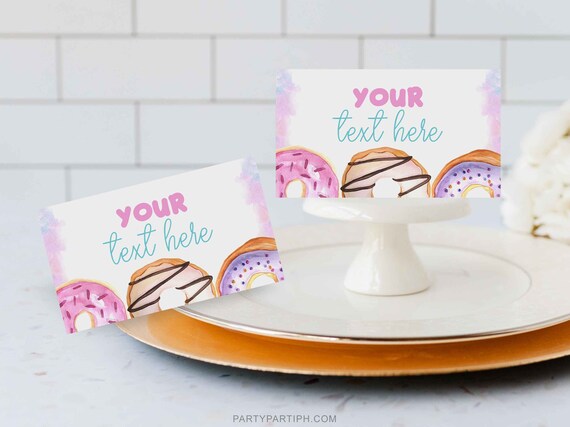 Editable Donut Food Cards Buffet Label, Donut Food Labels, Table Card ...