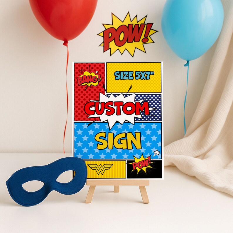 Superhero Table Signs: Comic Book Party Decor, 5x7" 8x10", Printable ...