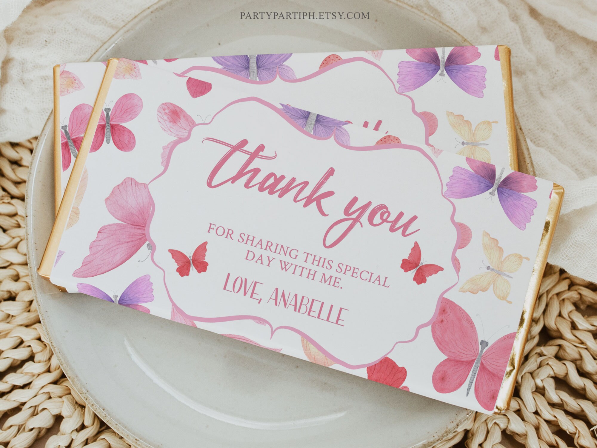 Editable Butterflies Hershey Chocolate Bar Wrapper Customizable Candy ...