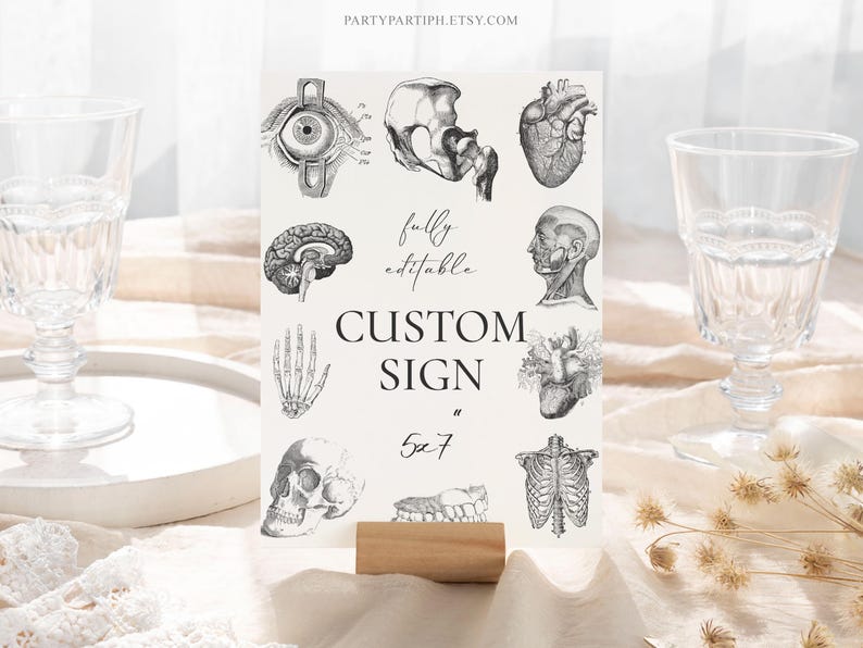 Editable Medical Anatomy Custom Sign, Funny Doctor Party Decor ...