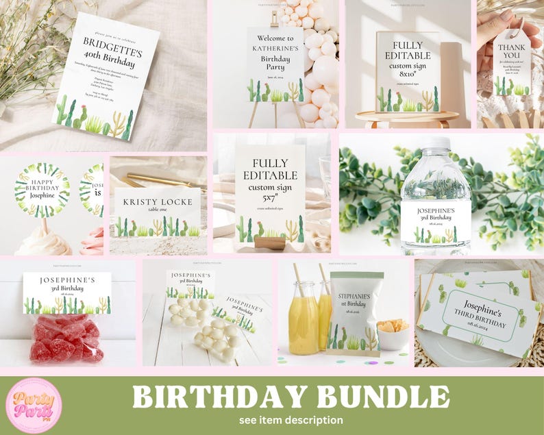 Editable Cactus Water Bottle Labels Template Instant Download Desert ...