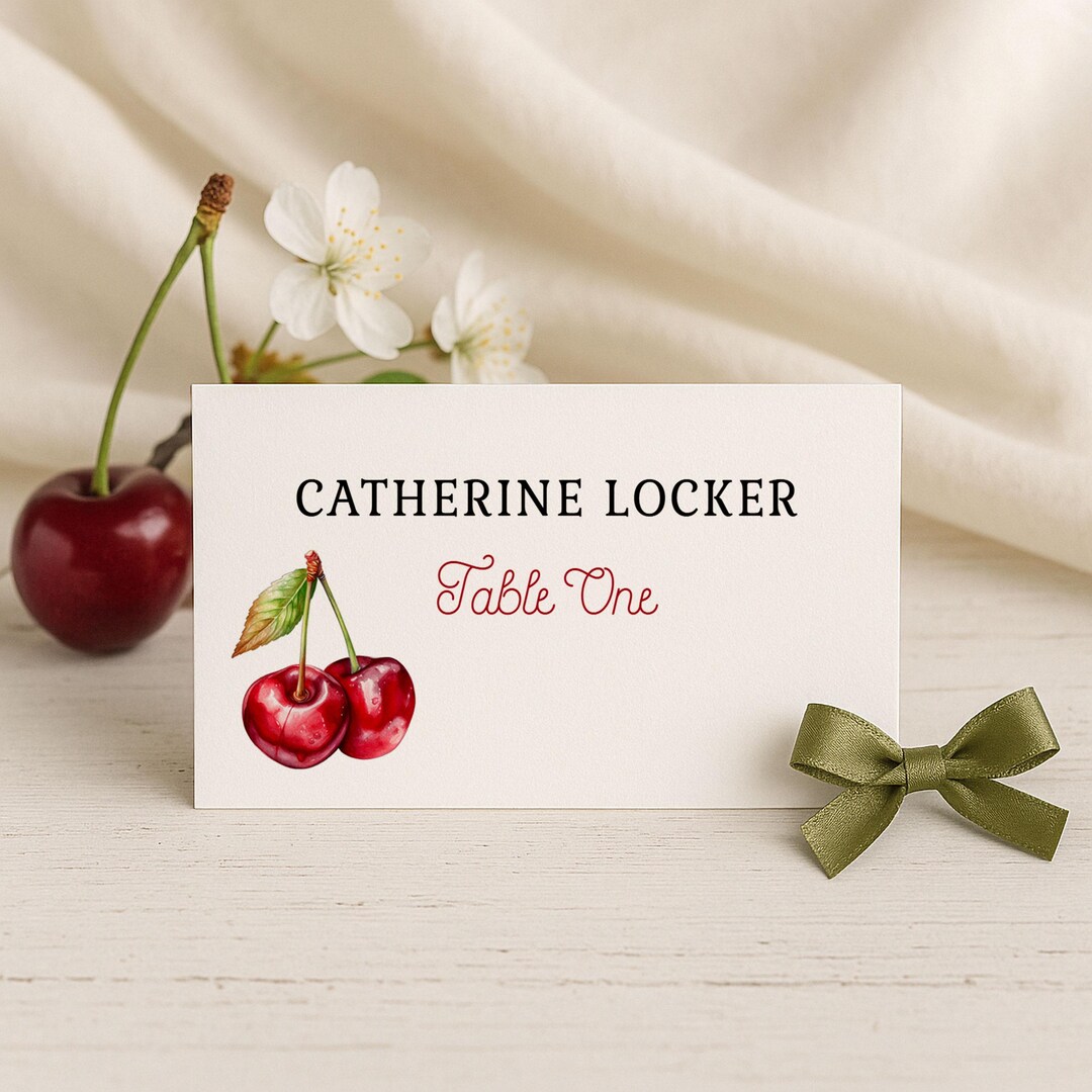 Cherry Place Card: Printable Party Card - Etsy