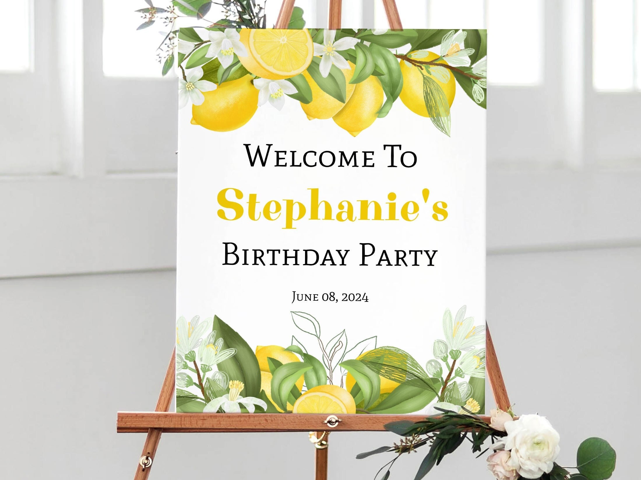 EDITABLE Lemon Birthday Welcome Sign Sweet Lemon Welcome Sign for ...