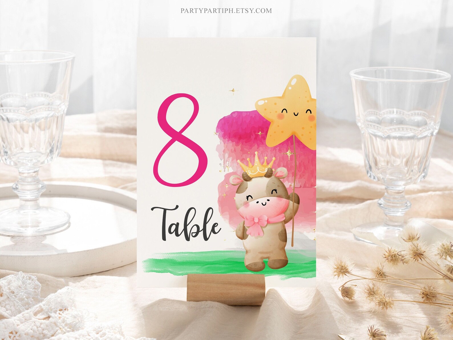 EDITABLE Cow Baby Shower Table Numbers Template It's a Girl Cow Farm ...
