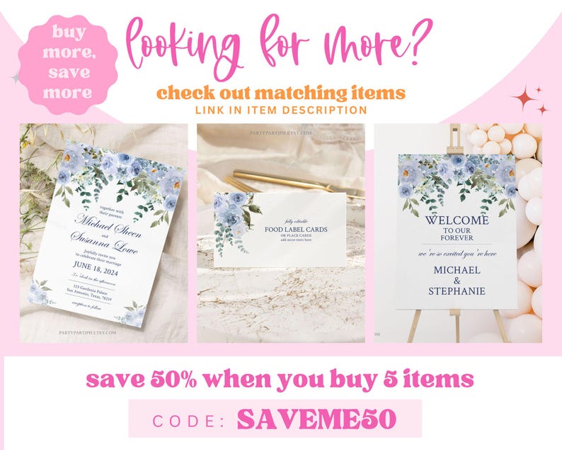 Editable Blue Flowers Wedding Welcome Sign Template Blue Flowers ...