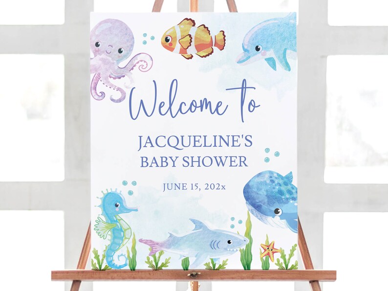EDITABLE Under the Sea Baby Shower Welcome Sign Nautical - Etsy