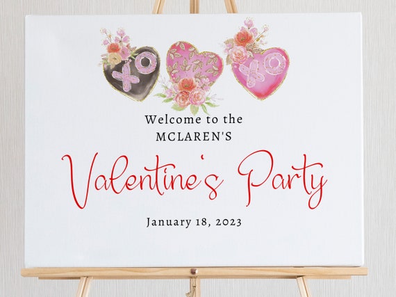 EDITABLE Valentine's Day Welcome Sign Poster Template Pink Hearts ...