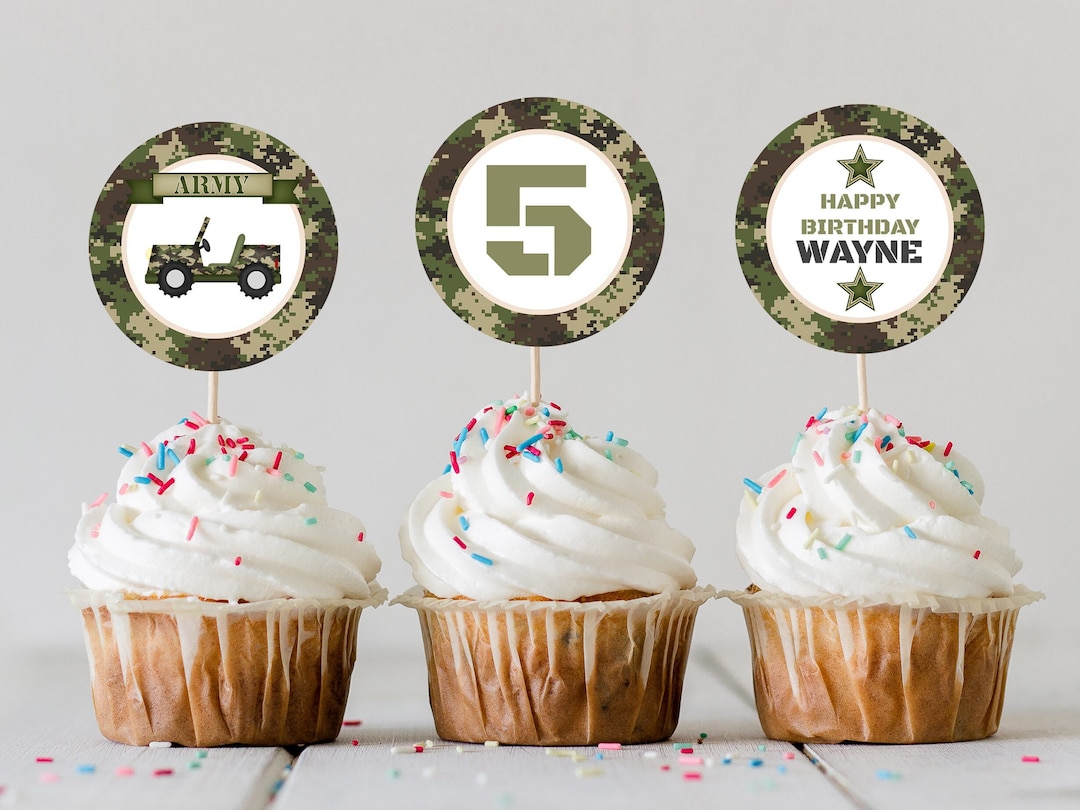 Editable Army Cupcake Toppers Template - Military Cake Toppers Instant ...