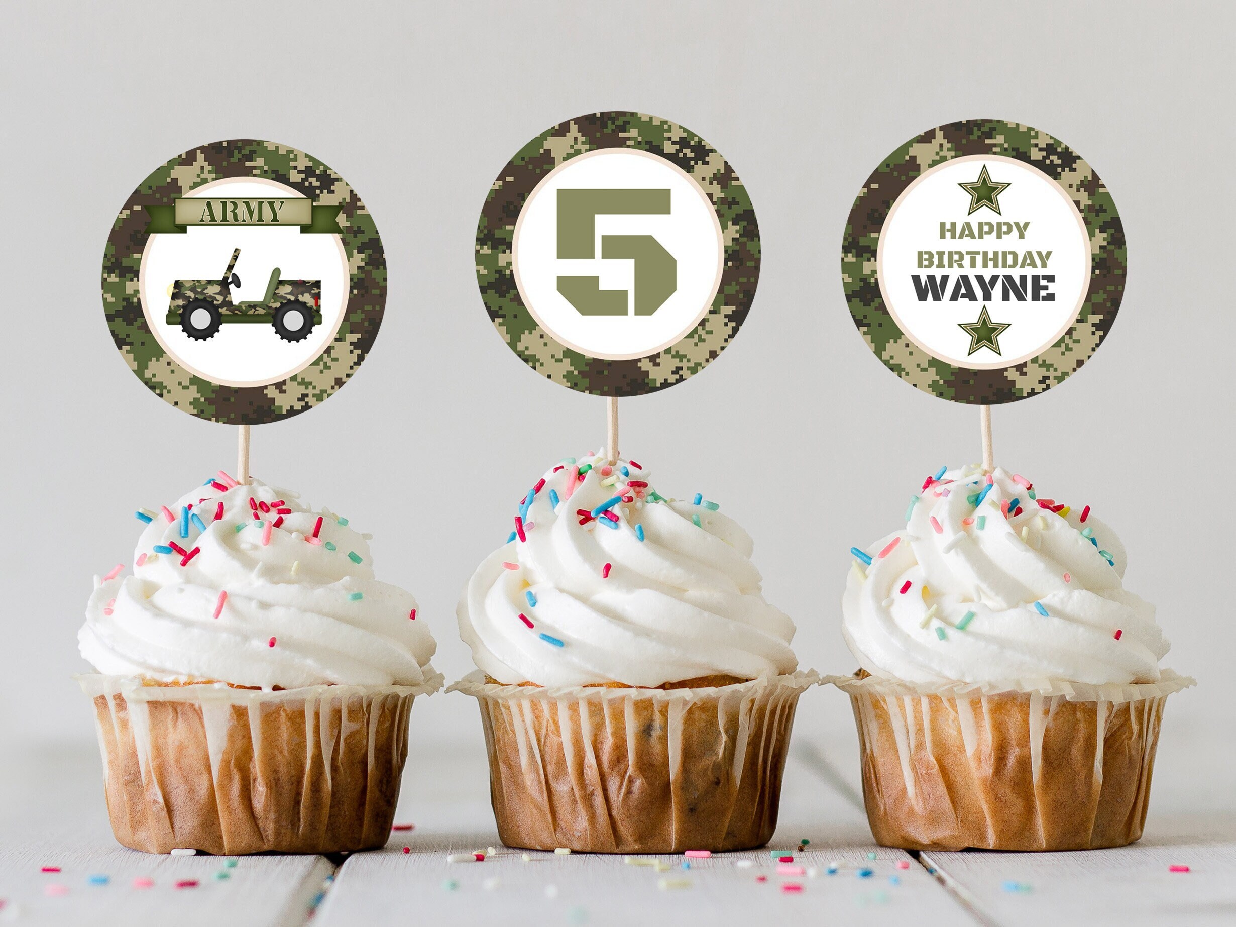 Editable Army Cupcake Toppers Template - Military Cake Toppers Instant ...