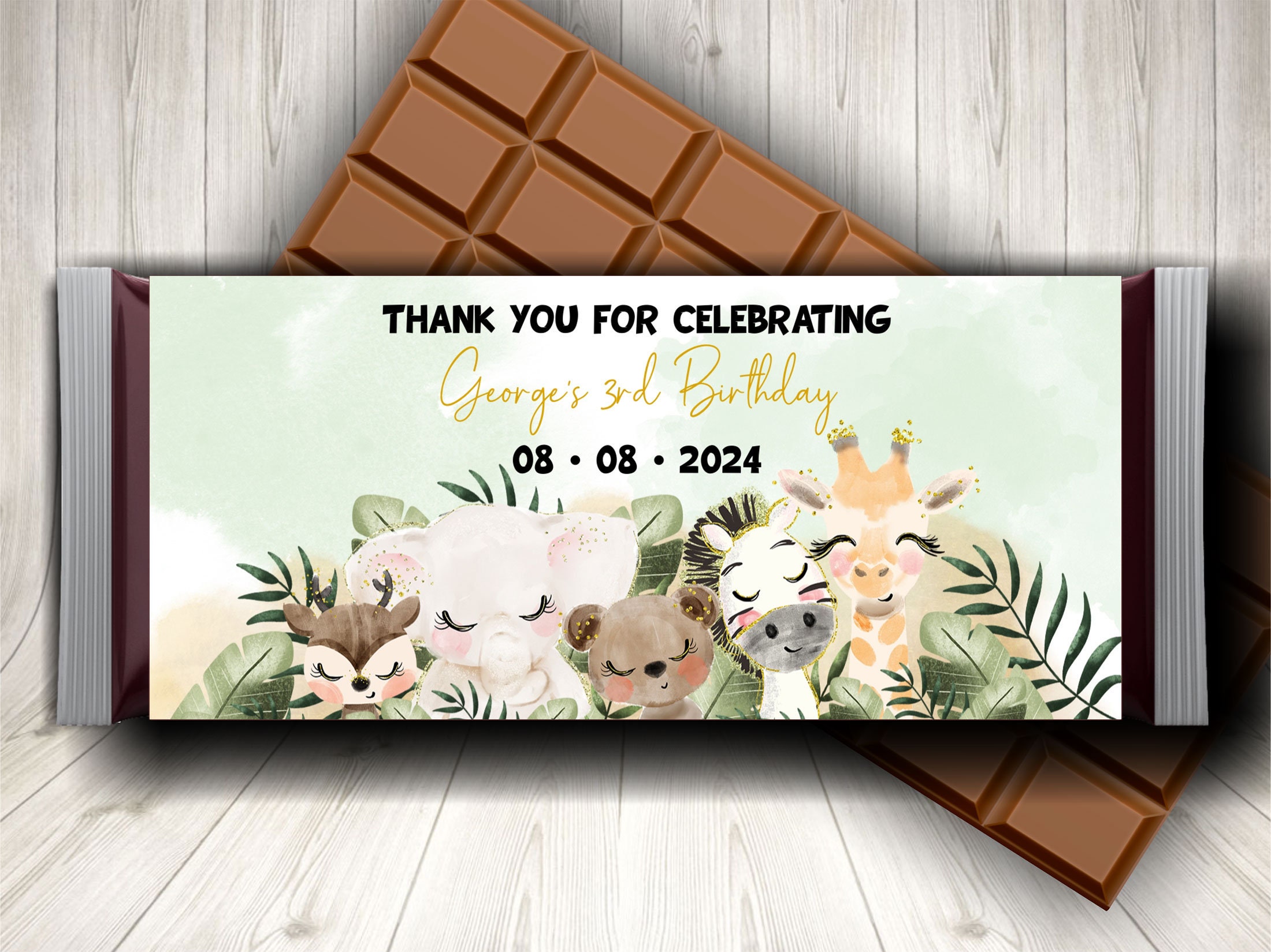 EDITABLE Safari Candy Bar Wrapper Jungle Chocolate Bar Wrappers Wild ...