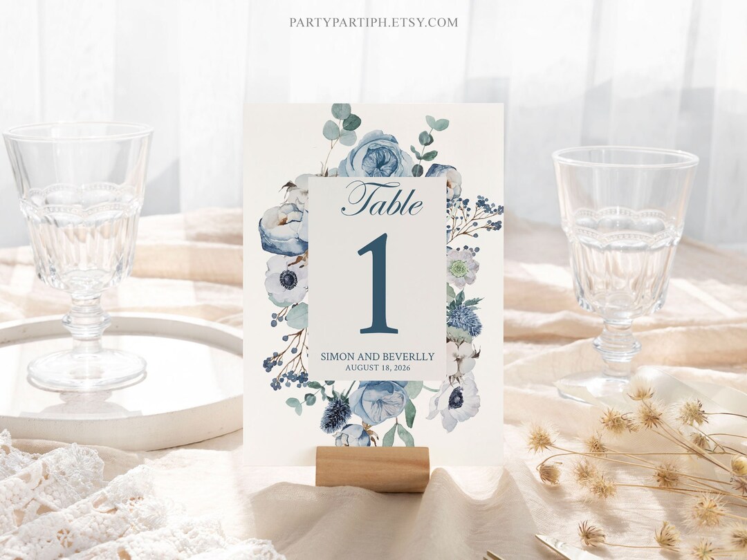 Table Number Sign Template Flroal Design in Gold 4x6 5x7 - Etsy