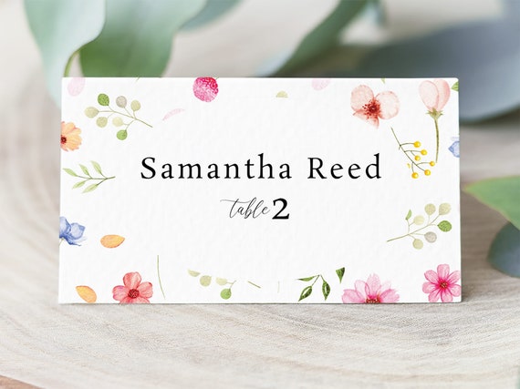 EDITABLE Wildflowers Food Cards, Buffet Label Romantic Place Card ...