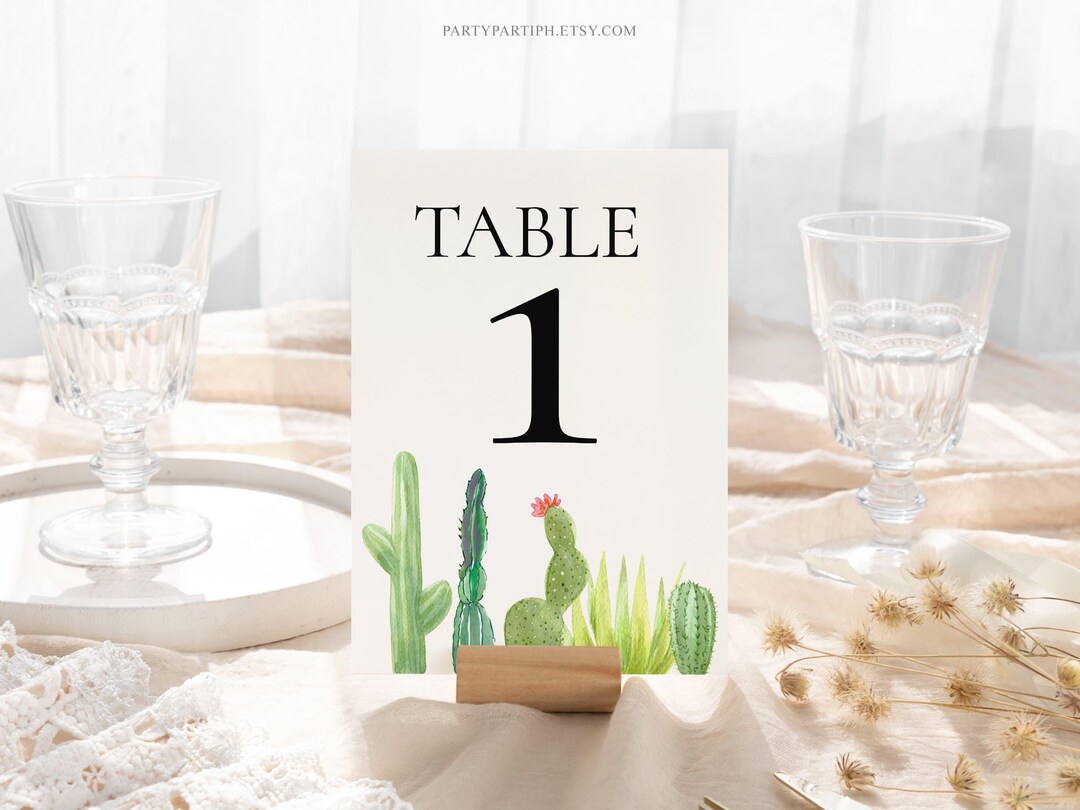 Editable Cactus Wedding Table Numbers Template Desert Cactus Table ...