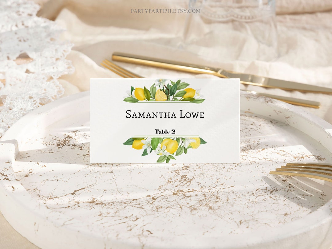 Editable Lemon Place Cards Template Instant Download Citrus Table Name ...