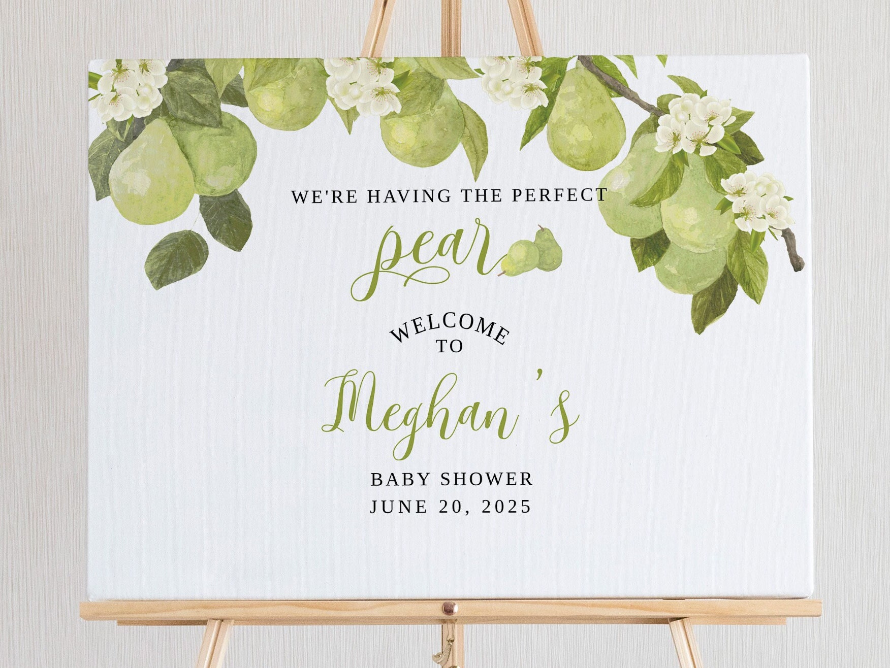 Editable Pear Baby Shower Welcome Sign Perfect Pear Welcome Sign Pear ...