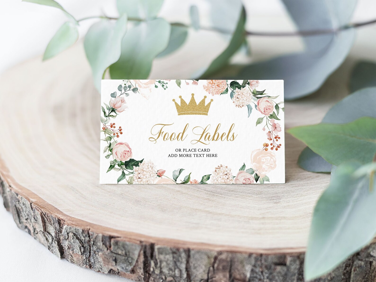 Editable Gold Crown and Flowers Quinceanera Place Cards Template ...