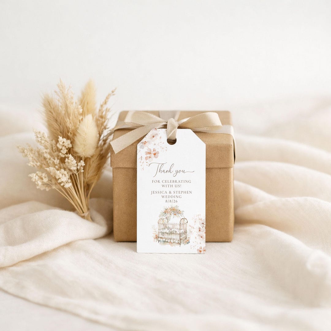 Floral Crib Baby Shower Favor Tags: Boho Thank You (2x3.5", Instant ...